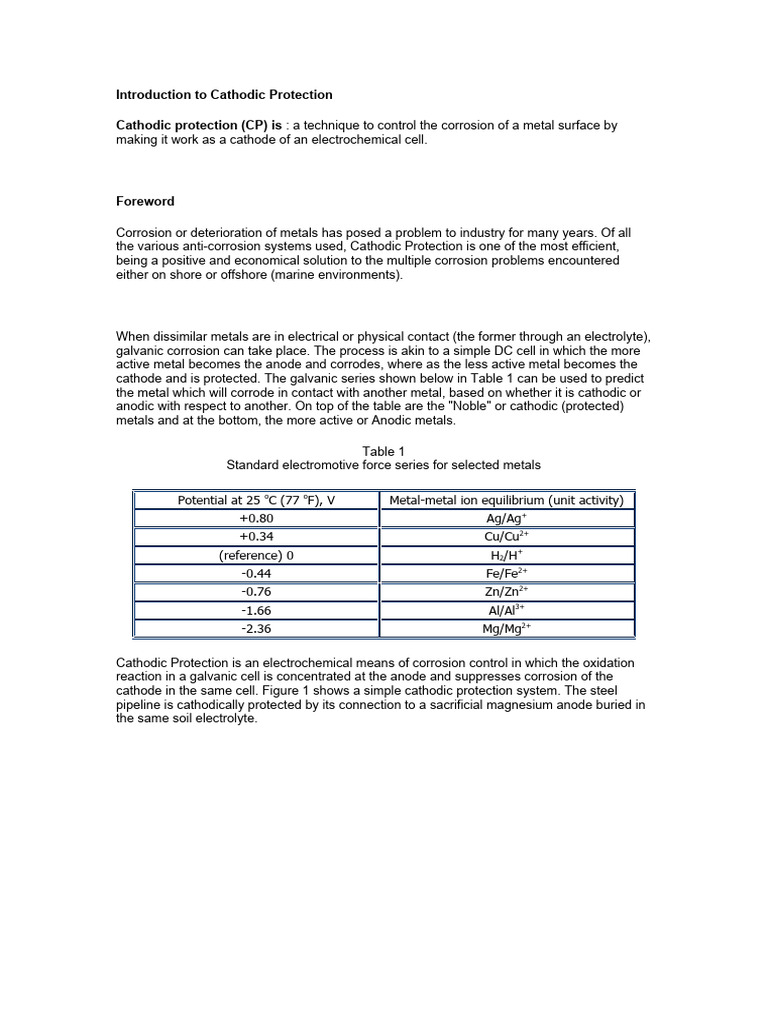 Introduction To Cathodic Protection | PDF | Anode | Corrosion