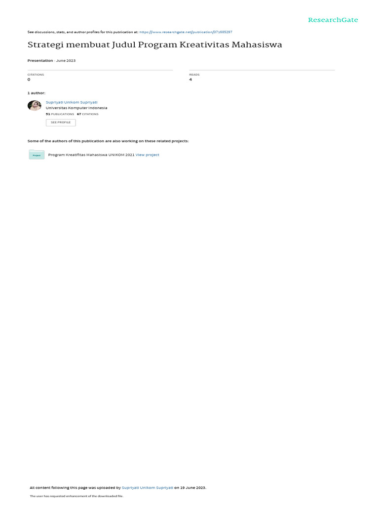 2023 Supriyati Pertemuan10 AturandantipsmembuatJudulProgramKreativitasMahasiswa | PDF