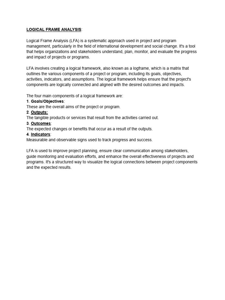 Understanding Logical Frame Analysis | PDF | Career & Growth