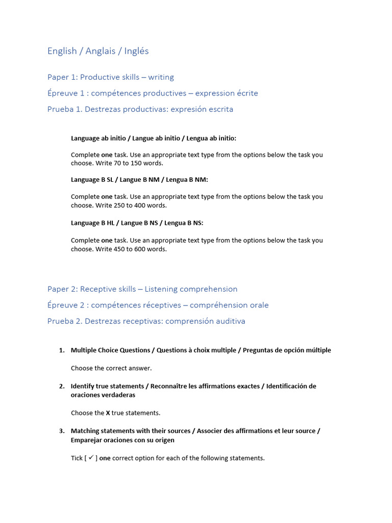 Question Types IB English | Download Free PDF | Cognitive Science | Language Mechanics
