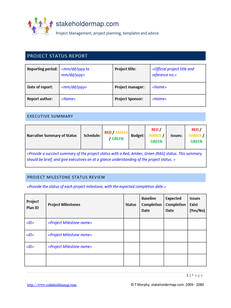 Project Status Report: Project Management, Project Planning, Templates ...