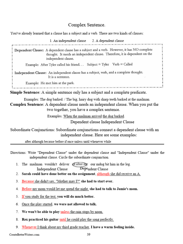 Complex Sentence Practice | Download Free PDF | English Grammar ...