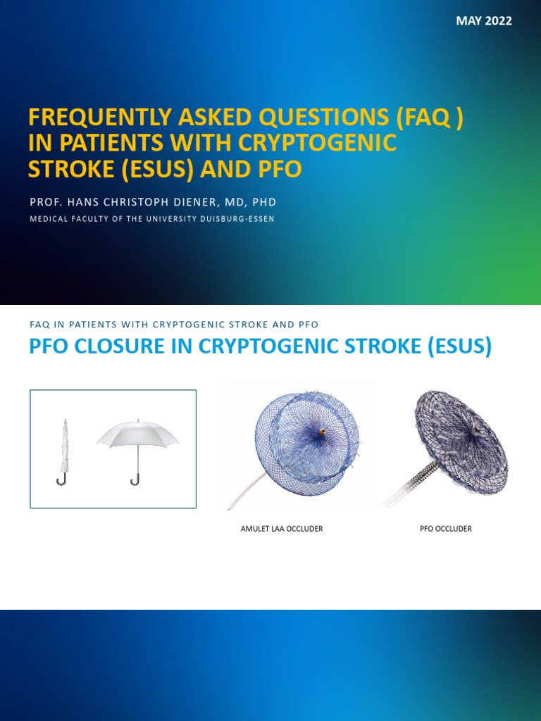 Presentation ESOC 2022 Diener | PDF | Stroke | Cardiology