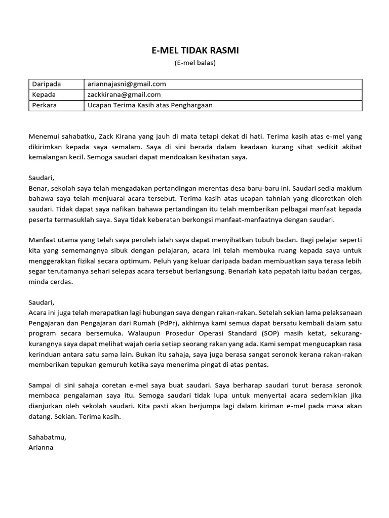 Karangan E-Mel Tidak Rasmi | PDF