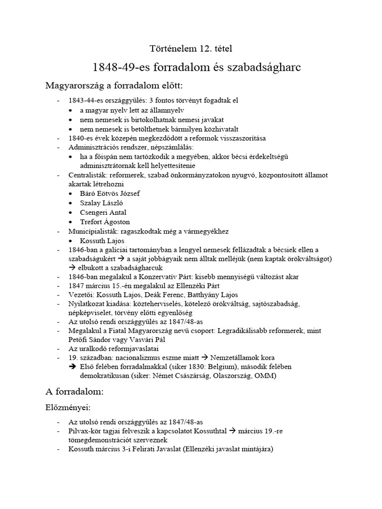 11 1848-49-Es Forradalom És Szabadságharc | PDF