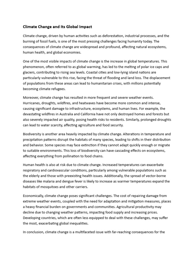Climate Change and Its Global Impact | PDF | Climate Change ...