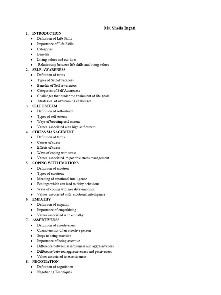 Life Skills Notes - To Use | PDF | Self Esteem | Empathy
