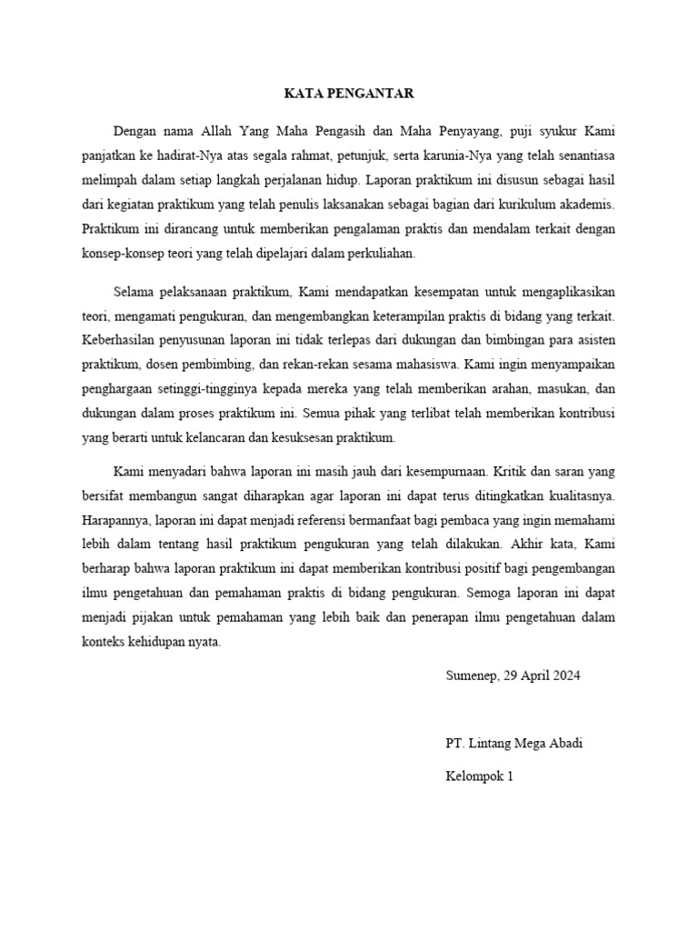 KATA PENGANTAR Praktikum | PDF