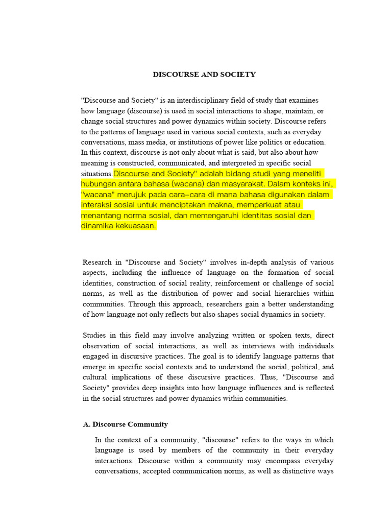 Discourse and S | PDF | Discourse | Community