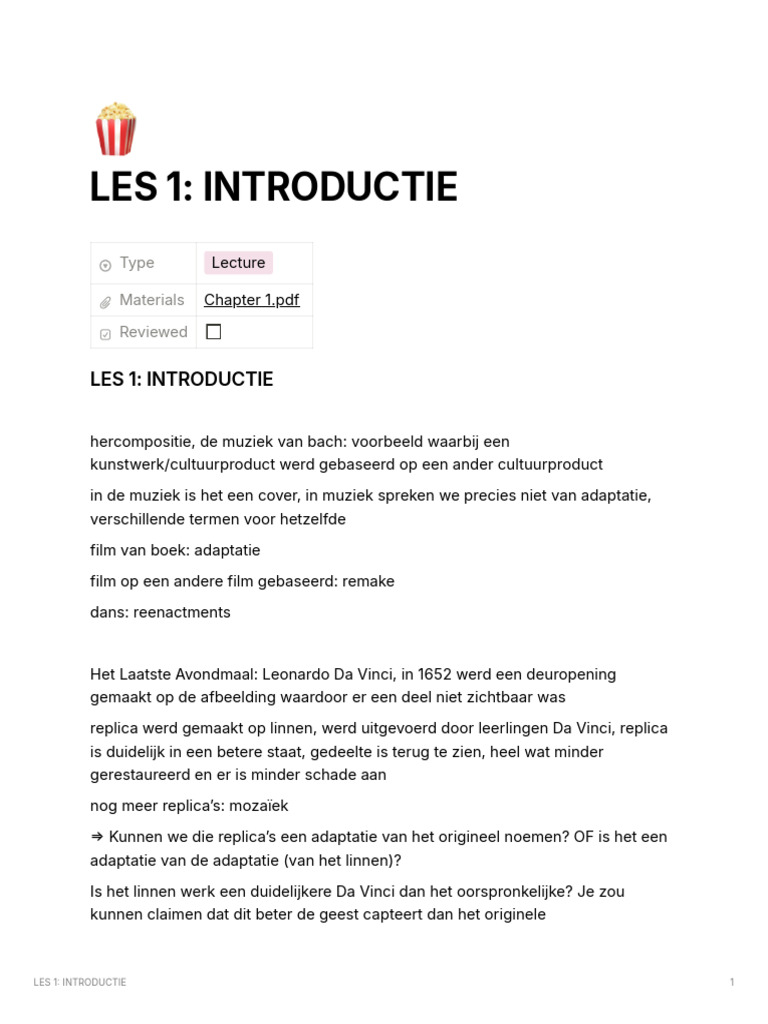 Adaptatie Les 1 Introductie | PDF