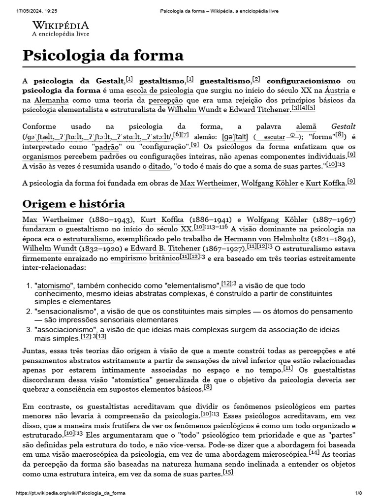 Psicologia Da Forma - Wikipédia, A Enciclopédia Livre | PDF | Processos ...