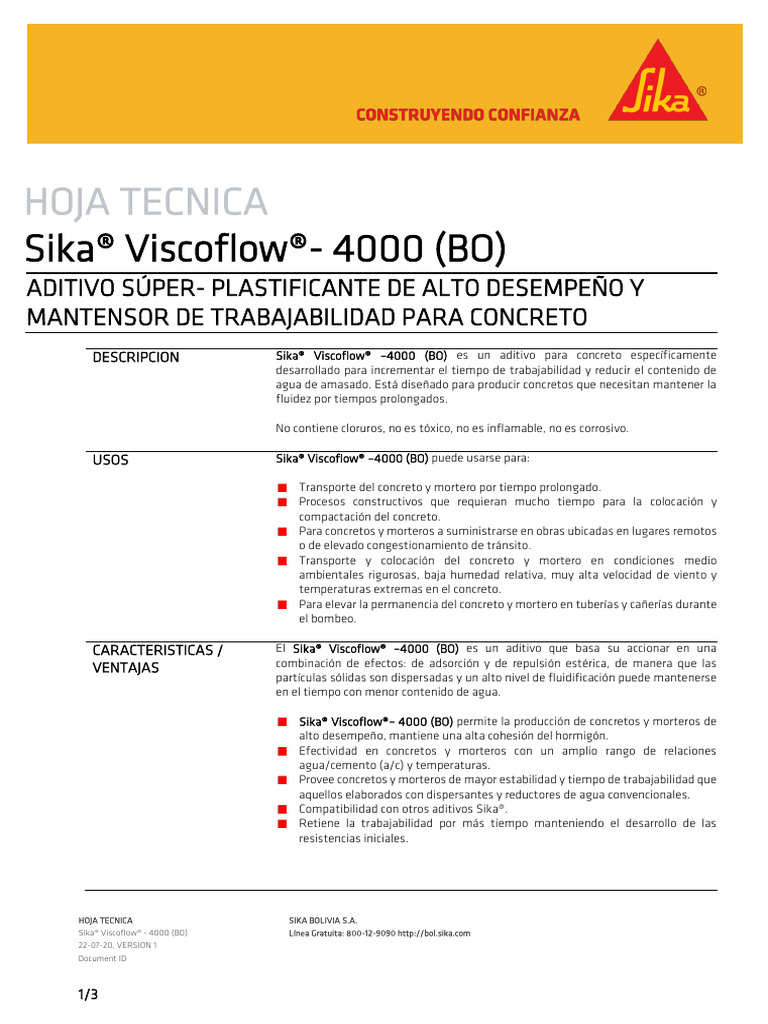 Sika® Viscoflow® - 4000 (BO) | PDF | Hormigón | Mortero (Albañilería)
