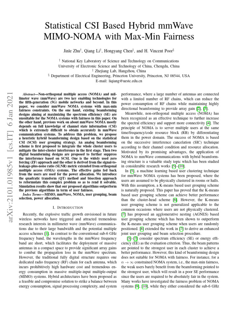 hybrid beamforming-SLNR2 | PDF | Matrix (Mathematics) | Mimo