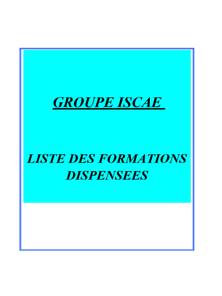 Liste des Formations ISCAE | PDF | Doctorat | Business
