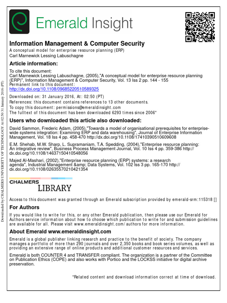 A+ A Conceptual Model For Enterprise Resource Planning (ERP) | PDF ...