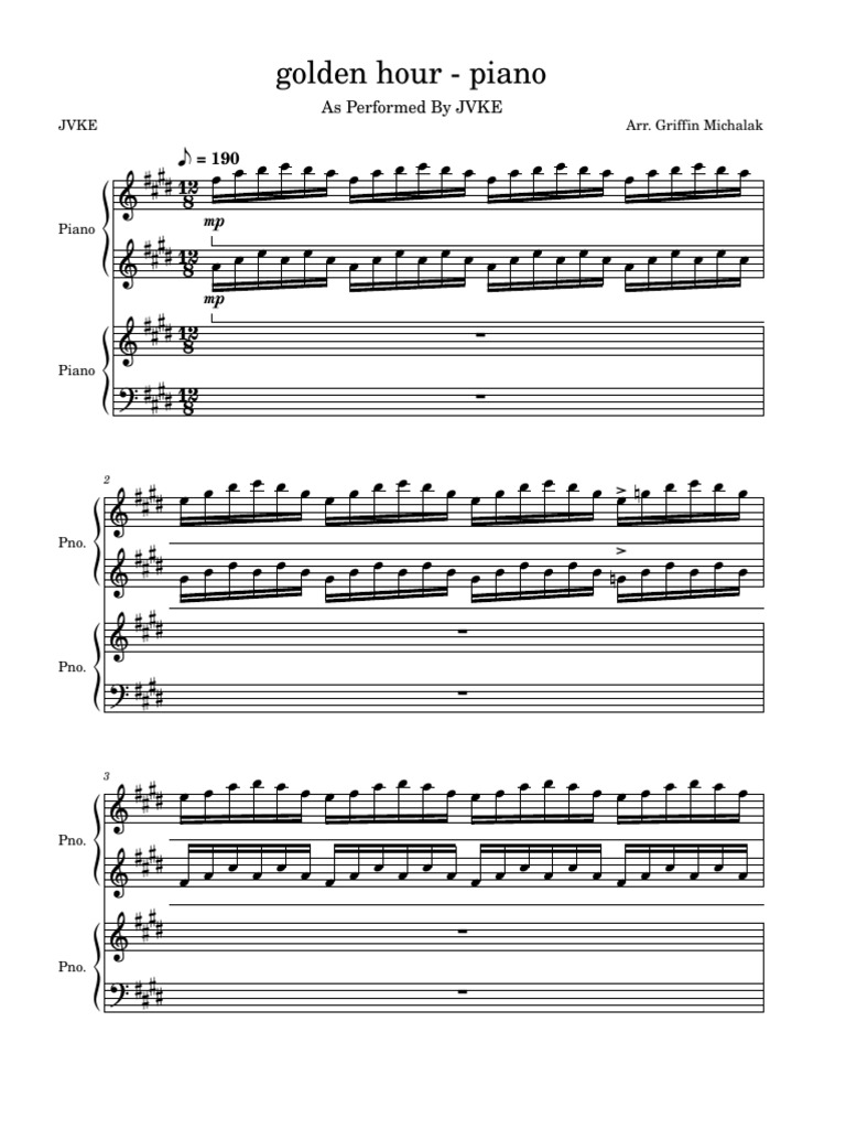 Golden Hour Piano Special Sheet Music | PDF