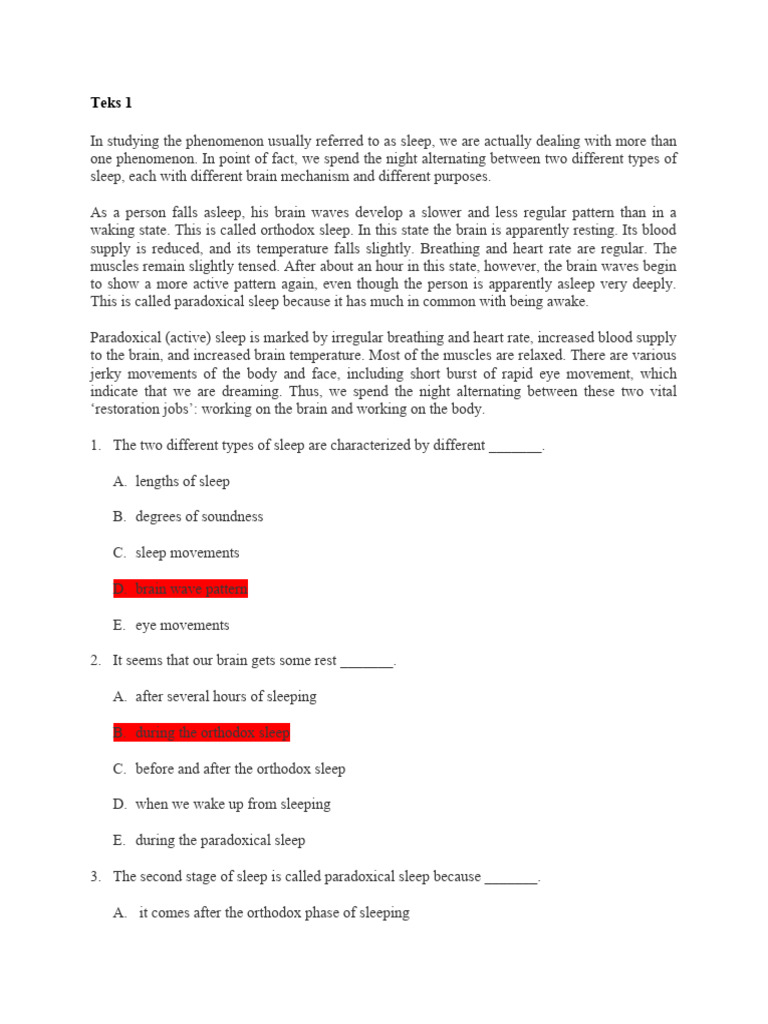 Kuis 3 | PDF | Sleep | Rapid Eye Movement Sleep