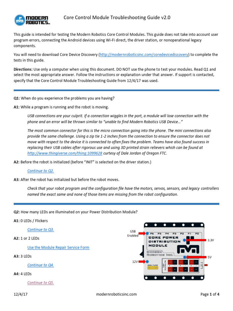 Core Control Troubleshooting Guide | PDF | Troubleshooting | Usb