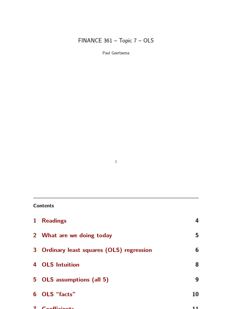 Topic 07 Ols Pdf Ordinary Least Squares Errors And Residuals