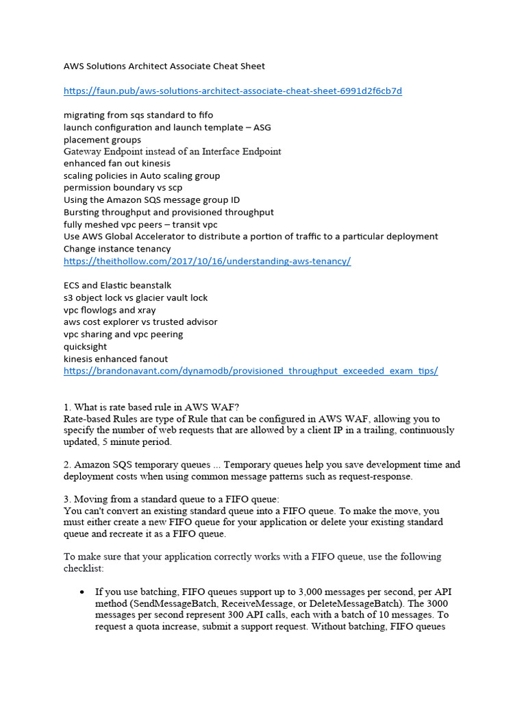 AWS Solutions Architect Associate Cheat Sheet | PDF | Amazon Web ...