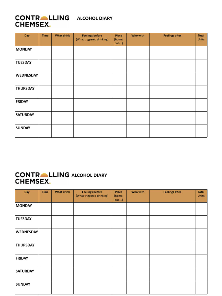 Alcohol Diary | PDF