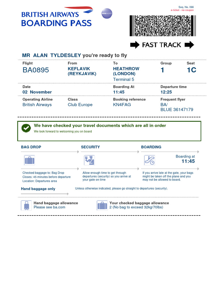 BA0895 Boarding Pass Details | PDF | Transport Companies | Transport