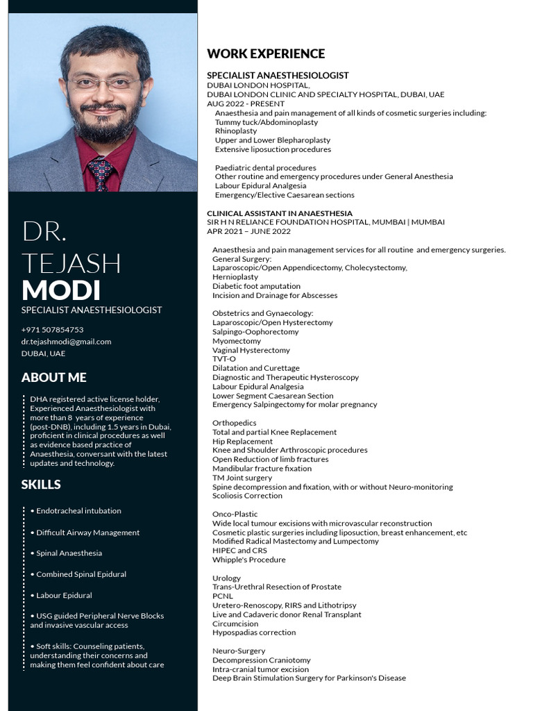 Resume DR Tejash | PDF | Interventional Radiology | Surgery