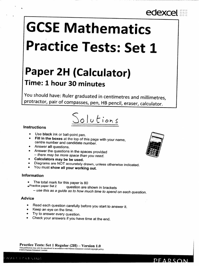 GCSE Prac1 Paper 2H Solutions | PDF