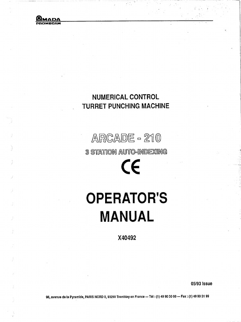 Arcade 210 - Operator's Manual x40492 (May-1993) PDF | PDF