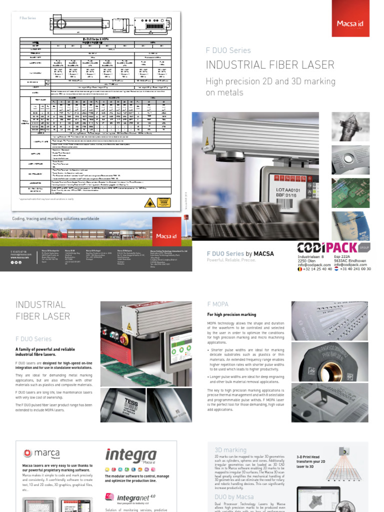 Macsa F DUO Series Industrial Lasers | PDF | 3 D Computer Graphics | Laser