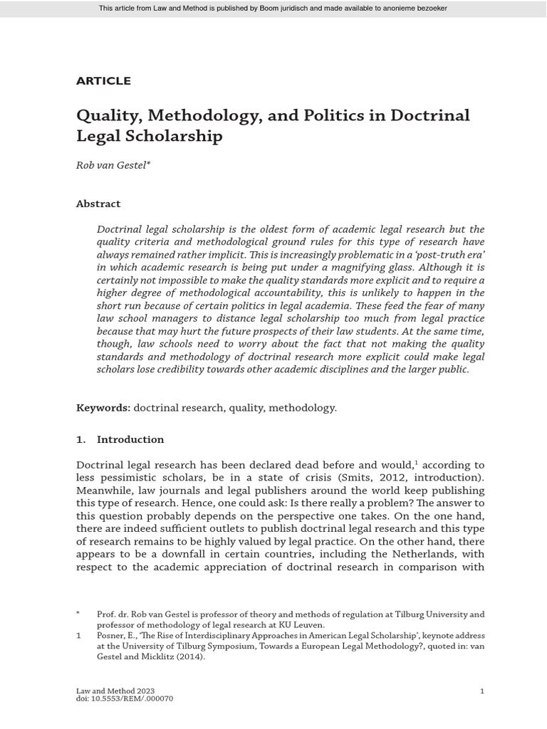 Quality Methodology and Politics in Doctrinal Legal Scholarship | PDF ...