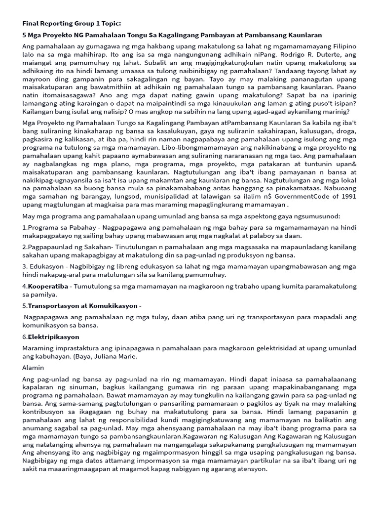 Final-Reporting-Group-1-Topic-5-Mga-Proyekto-NG-Pamahalaan-Tongu-Sa-Kagalingang-Pambayan-at ...