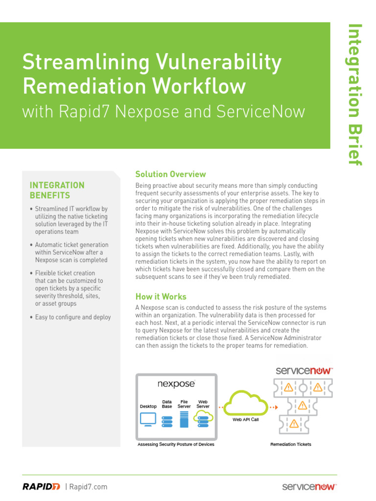 Rapid7 Nexpose and ServiceNow Integration | PDF | Vulnerability ...