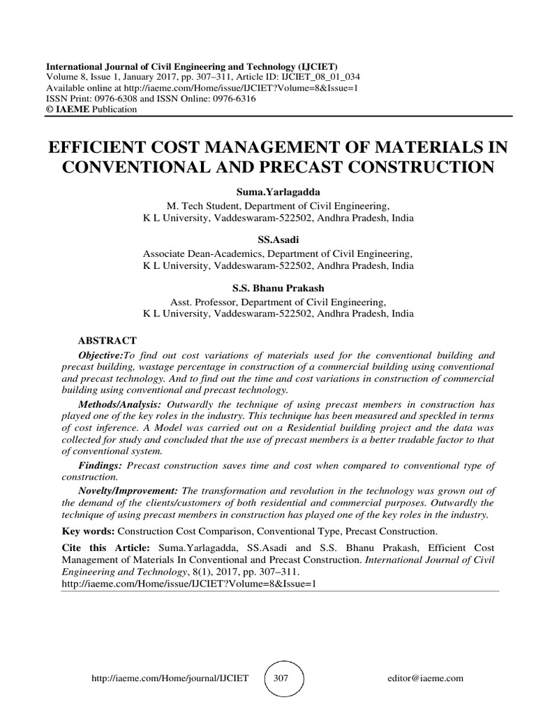 Cost Management in Precast vs. Conventional Construction | PDF ...