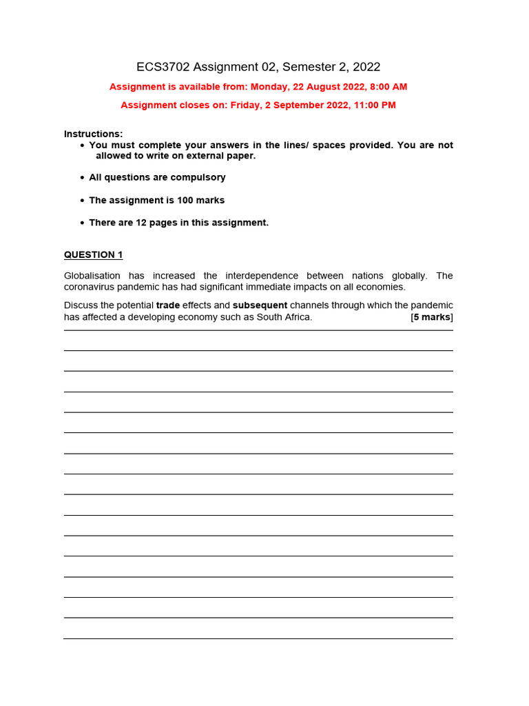 Economics Assignment Guide | PDF | Tariff | Economies