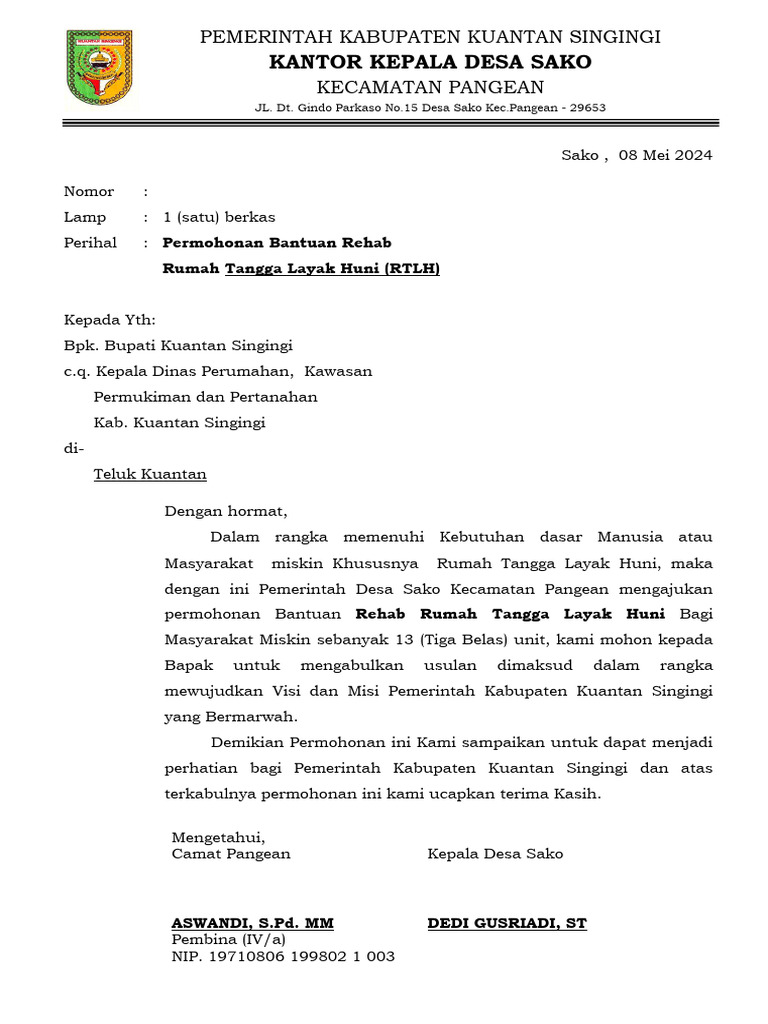 Proposal Rumah Layak Huni | PDF