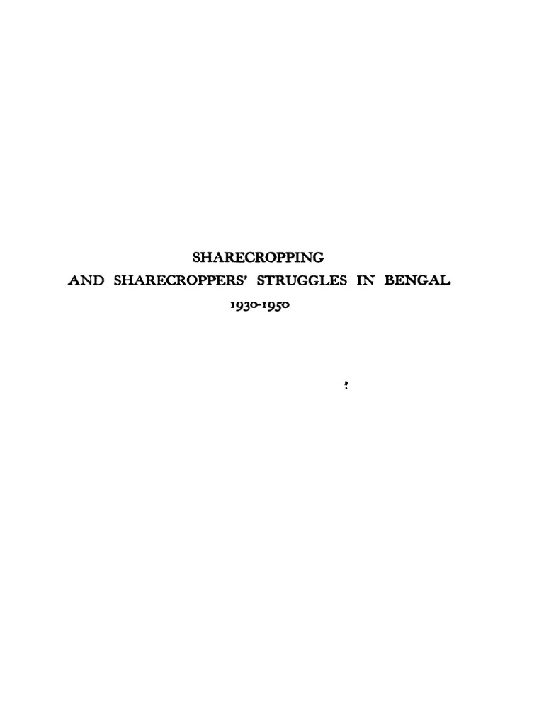 Sharecropping and Sharecroppers Struggles in Bengal 1930 1950 1nbsped 8170740398 9788170740391 ...