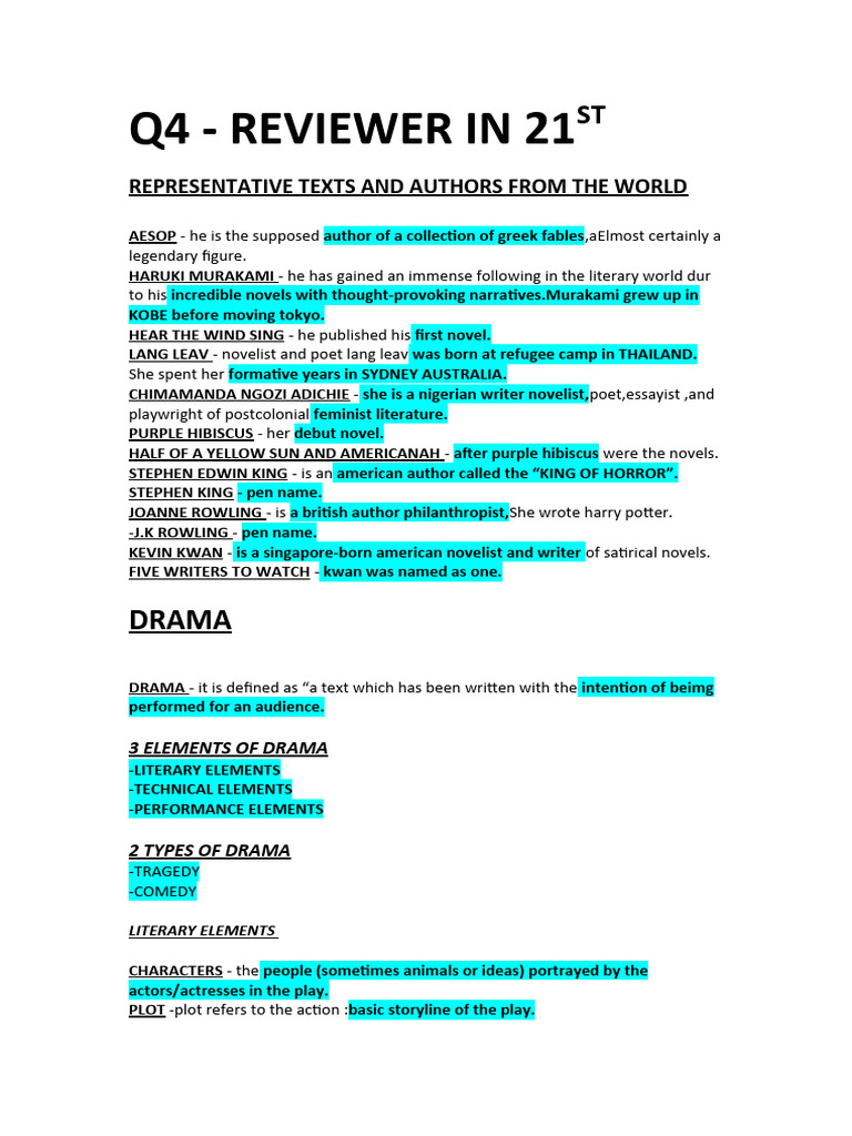 Q4 - Reviewer in 21ST | Download Free PDF | Poetry | Metre (Poetry)