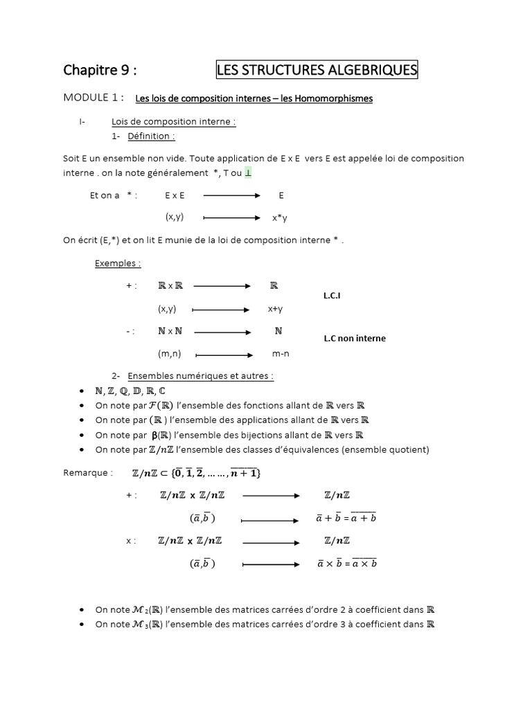 Résumé des structures algébriques | PDF | Corps commutatif | Groupe ...