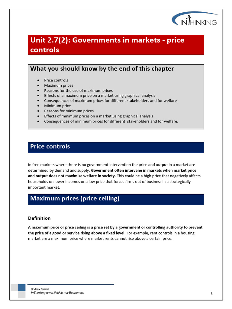 Notes Govt Intervention Price Controls | PDF | Economic Surplus | Prices
