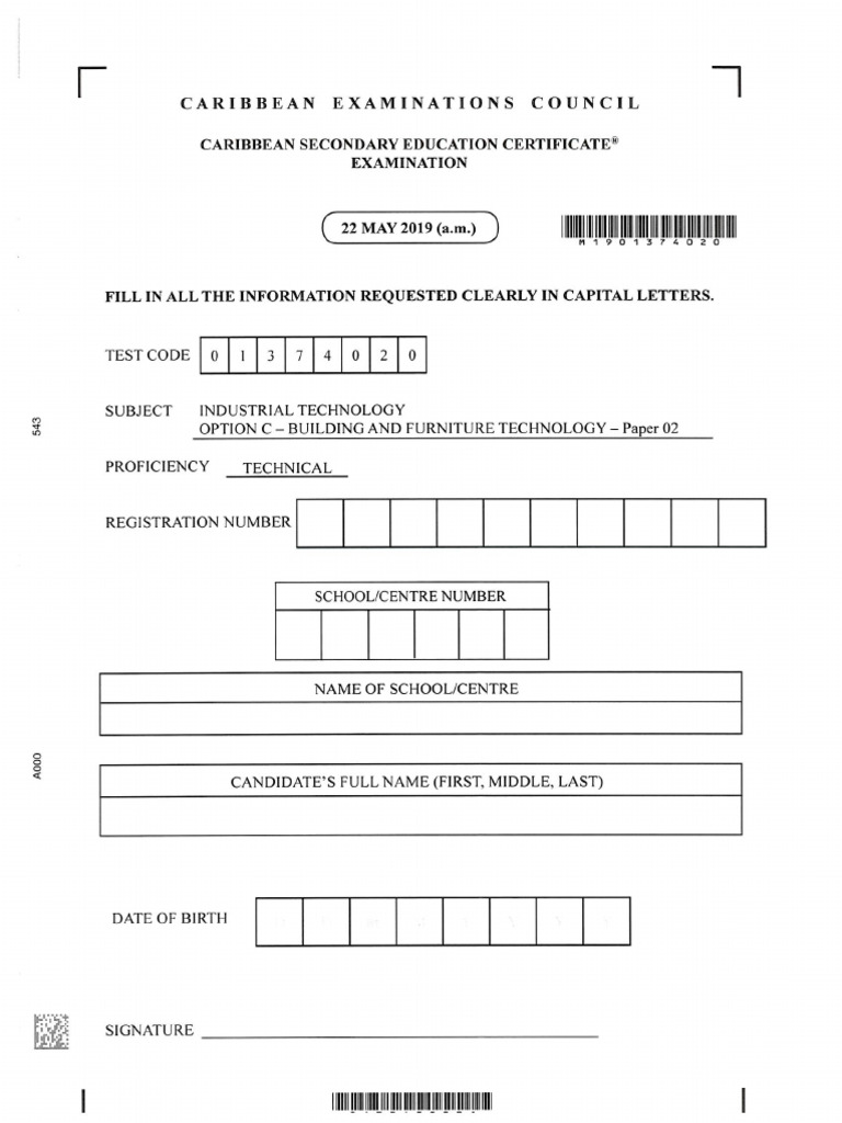 CSEC Building and Furniture Technology June 2019 Paper 2 | PDF