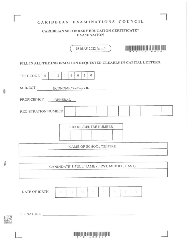 Csec Economics June 2022 Paper 2 Pdf