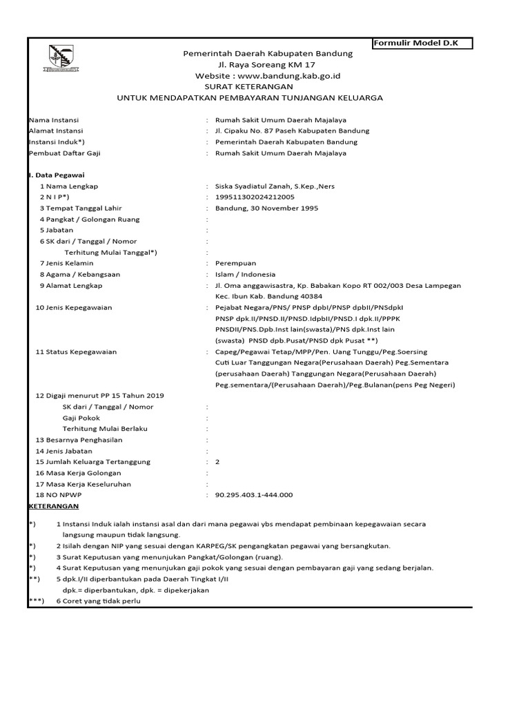 Formulir Skumptk 2024 Siska | PDF