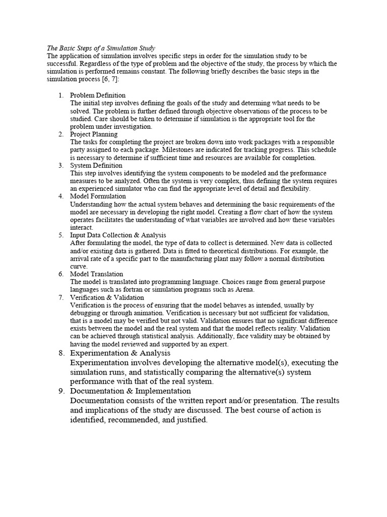 The Basic Steps of A Simulation Study | PDF | Conceptual Model | Simulation