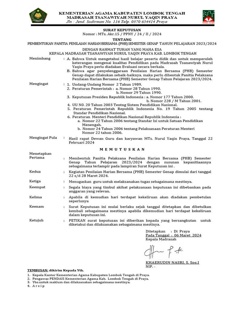 SK PHB Genap 2023-2024 | PDF