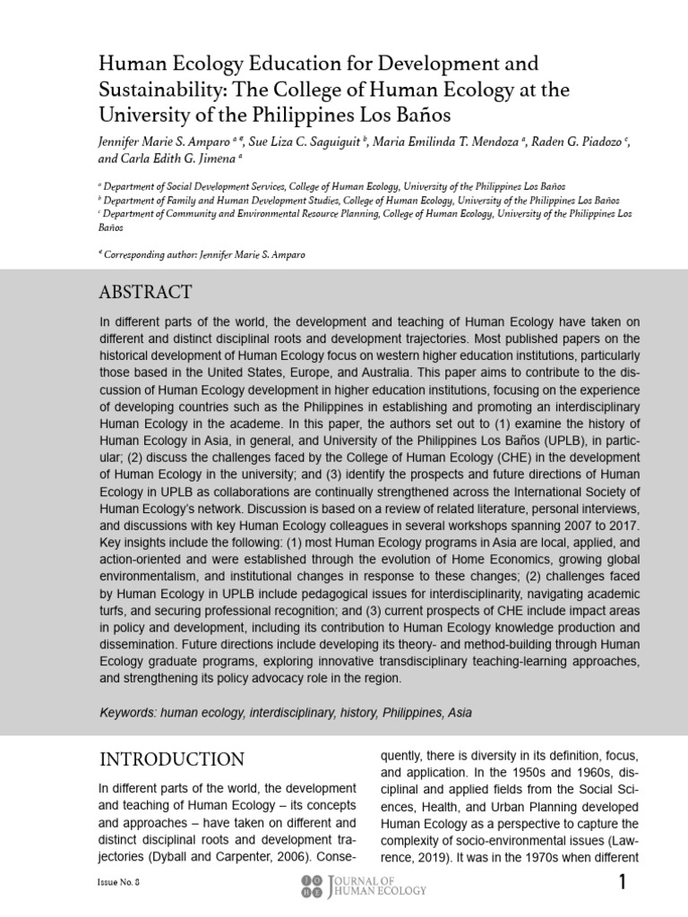 Human Ecology Development in UPLB | PDF | Interdisciplinarity | Ecology