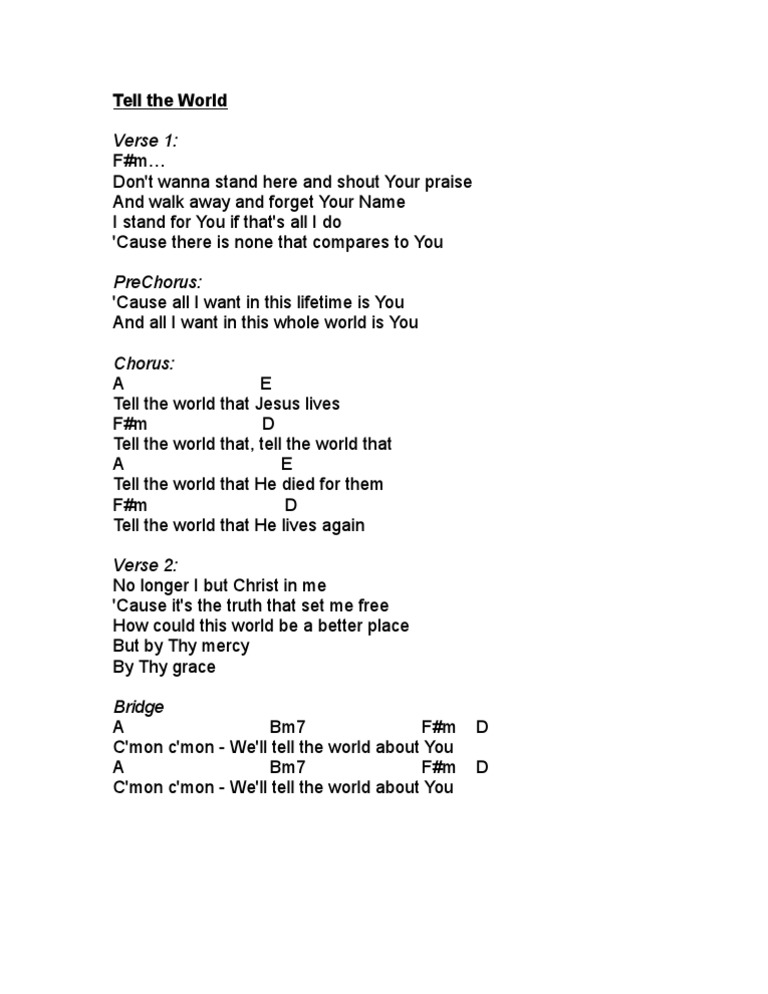 Tell the World: Jesus Lives Lyrics | PDF