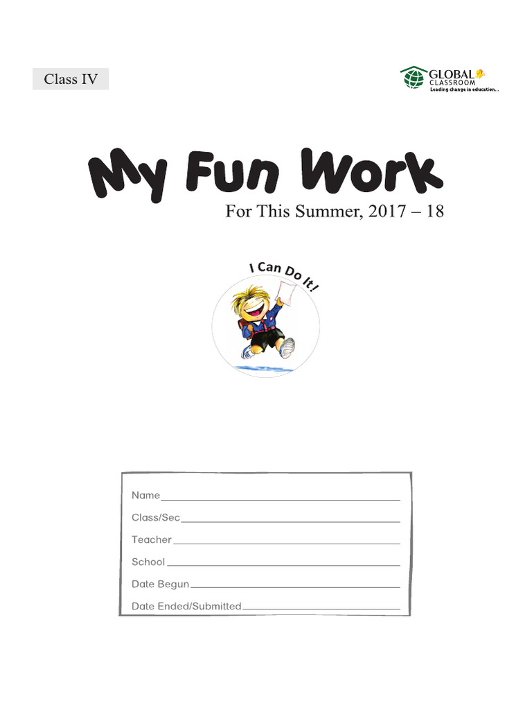 Class 4 Summer Holiday Homework | PDF