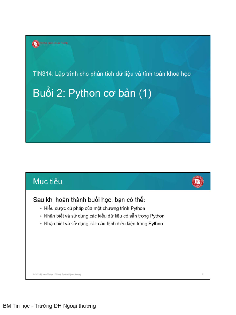 Lecture - 2 - Python - Basics - 1 - For Student - Huy - Revised | PDF