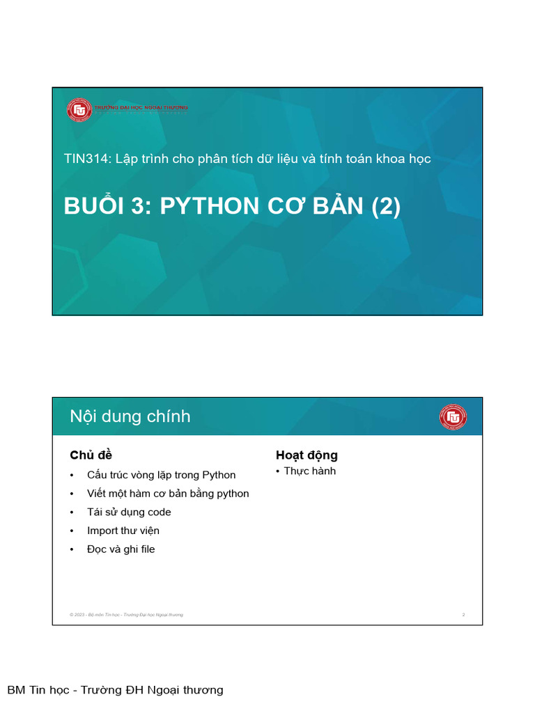 Lecture - 3 - Python - Basics - 2 - For Student - Huy - Revised | PDF
